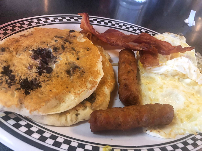 When pancakes, eggs, and bacon share a plate, it's not just breakfast&mdash;it's a morning symphony conducted with a fork.