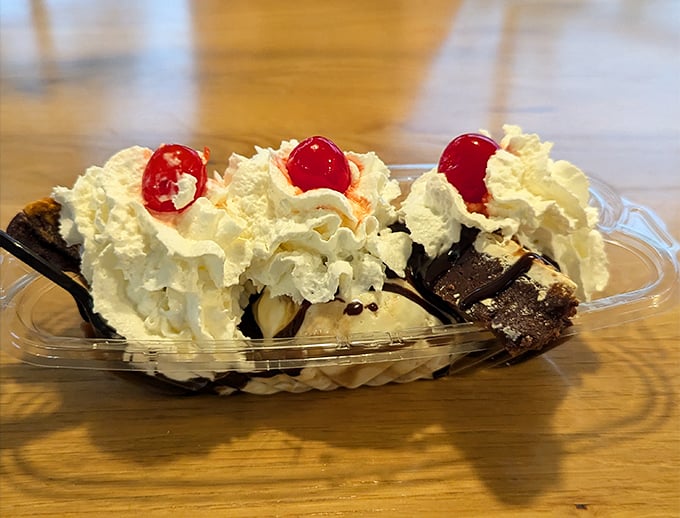 The banana split&mdash;that architectural marvel of dairy engineering where fruit somehow counts as a health food. Three cherries make it practically a salad.