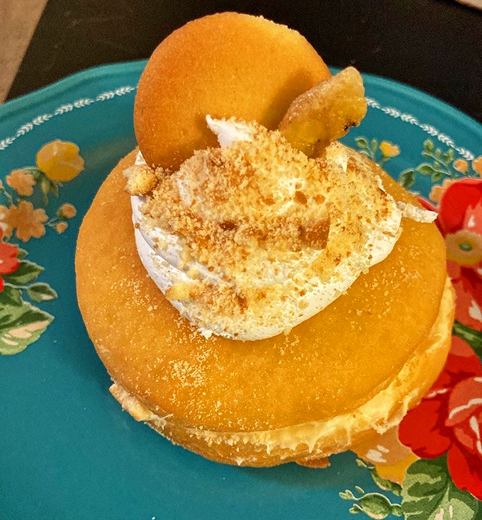 Not just a donut, but a work of edible architecture. The banana cream creation looks like something that would make both your cardiologist and inner child take notice.