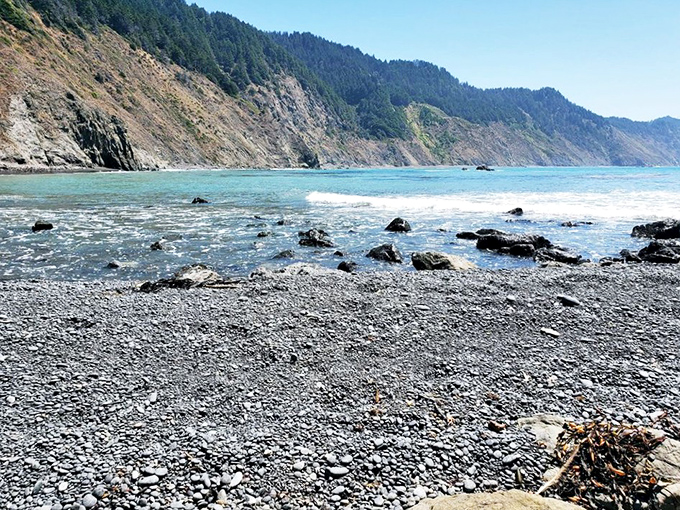Bear Harbor's rocky shoreline tells stories of geological drama. Each pebble has been auditioning for its role for thousands of years.