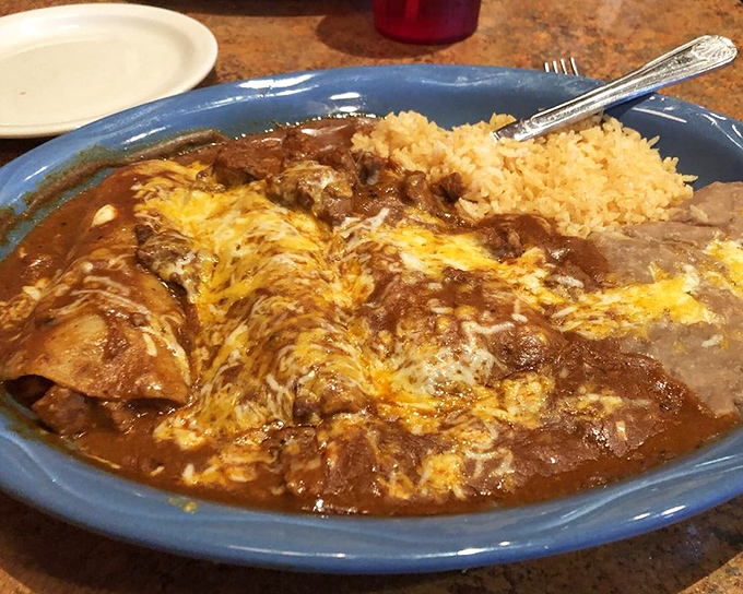 Enchiladas swimming in rich sauce and melted cheese—proof that sometimes the most beautiful sights in Arizona aren't at the Grand Canyon.