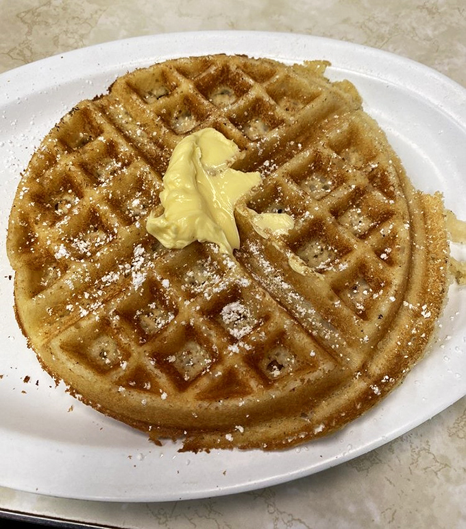 This golden Belgian waffle doesn't need a passport&mdash;it's traveled through time instead, bringing butter-melting perfection to your morning.