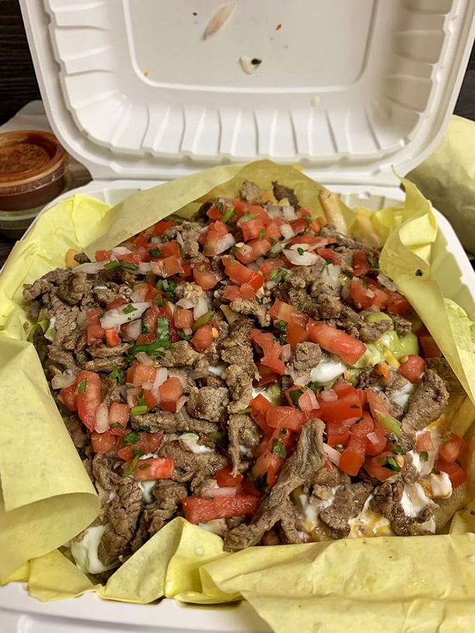 Carne asada so perfectly seasoned it could make a vegetarian question their life choices. The generous portion of fresh pico de gallo brightens every bite.