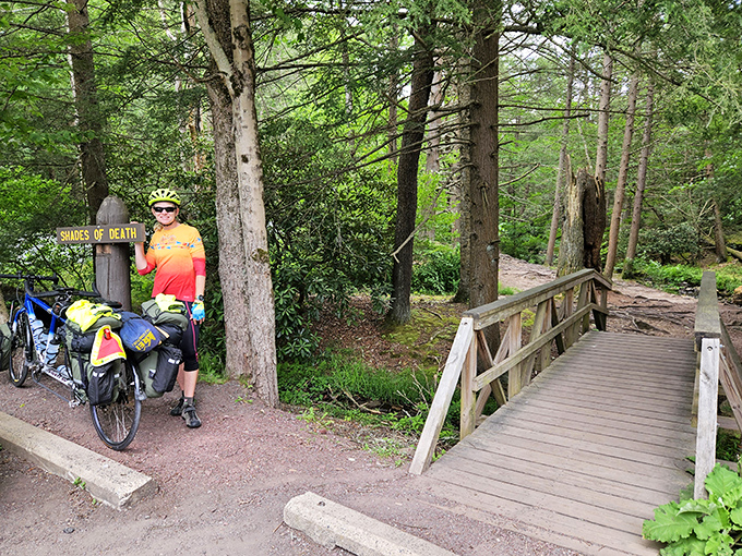 The ironically named "Shades of Death Trail" offers anything but doom and gloom&mdash;just spectacular bridges and cycling opportunities through verdant forest.
