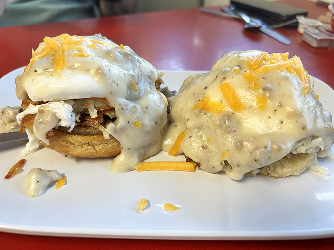 Biscuits drowning happily in gravy &ndash; the Southern way to start any respectable day.