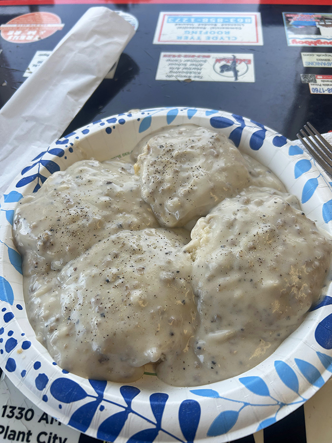 Southern comfort on a plate. These biscuits and gravy aren't just breakfast—they're an edible hug that says "good morning" in the most delicious way possible.