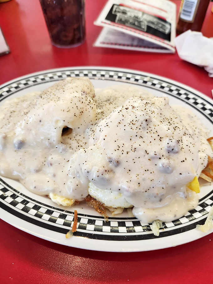 Biscuits and gravy that doesn't just stick to your ribs—it sends a handwritten thank-you note to your taste buds while settling in for the long haul.