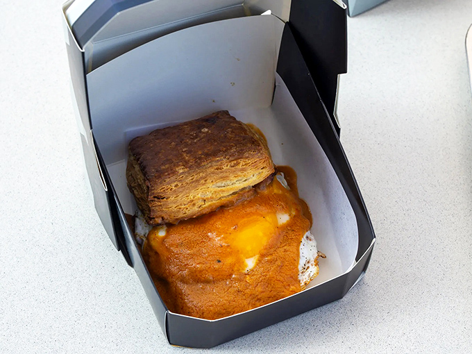 Comfort food gets the Tesla treatment with this buttermilk biscuit swimming in savory gravy &ndash; Southern tradition meets Silicon Valley innovation. 