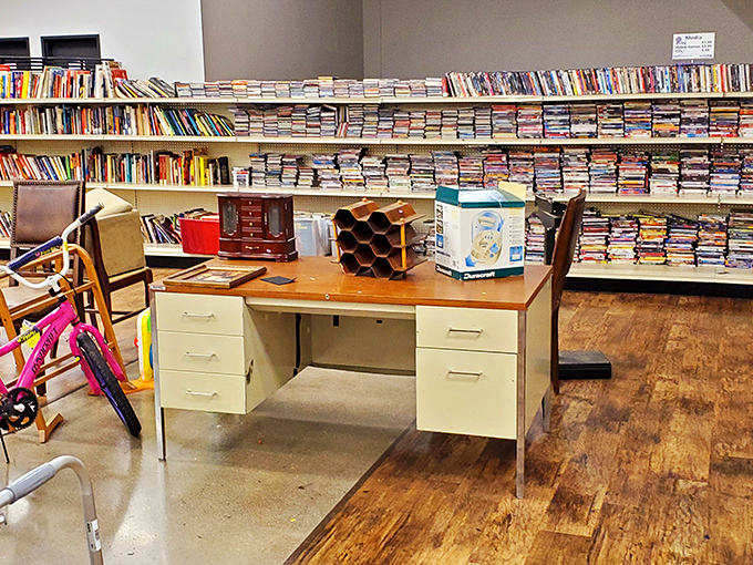 A literary labyrinth where forgotten bestsellers and obscure gems share shelf space, all waiting for their next chapter.