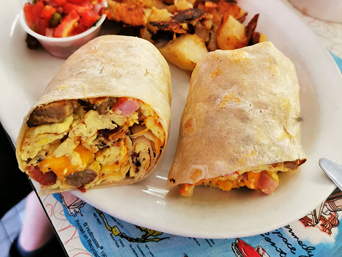 Breakfast burritos so stuffed they need their own zip code. The perfect morning solution to "I can't decide what I want."