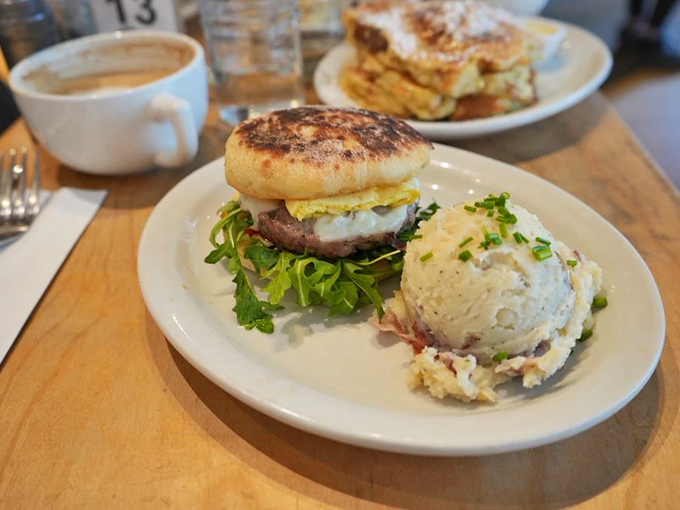 Breakfast sandwiches that make you question why anyone would ever settle for a drive-thru version. That potato mash side? The unsung hero.