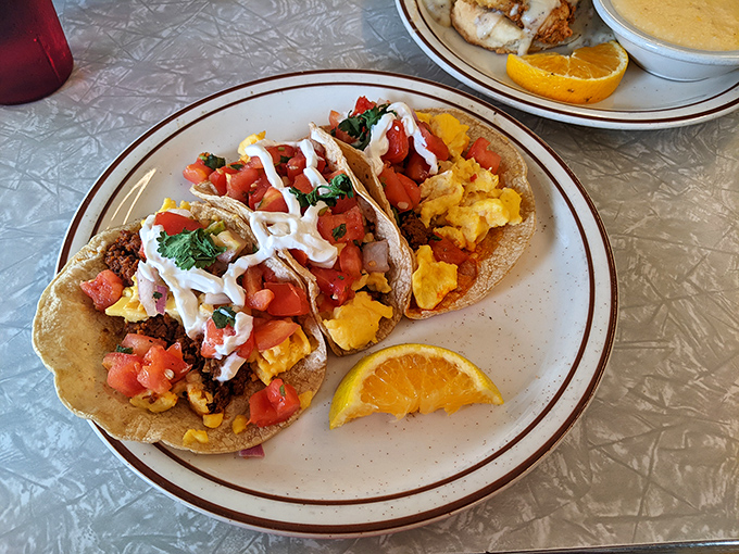 These breakfast tacos don't need a passport to deliver authentic flavor&mdash;just tortillas cradling eggs, chorizo, and morning bliss.