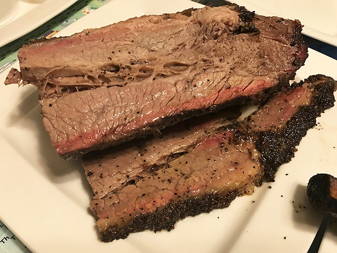 Brisket sliced to perfection &ndash; the barbecue equivalent of watching Michelangelo unveil David. That bark! That smoke ring! That jiggle!