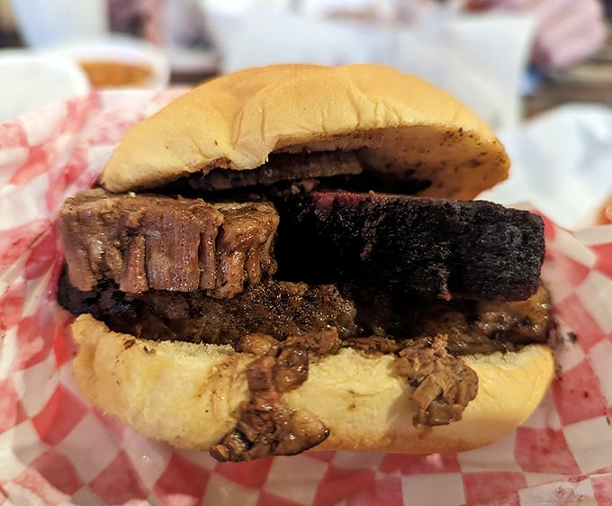 This brisket sandwich isn't just a meal &ndash; it's a masterclass in smoke, tenderness, and the perfect meat-to-bun ratio.