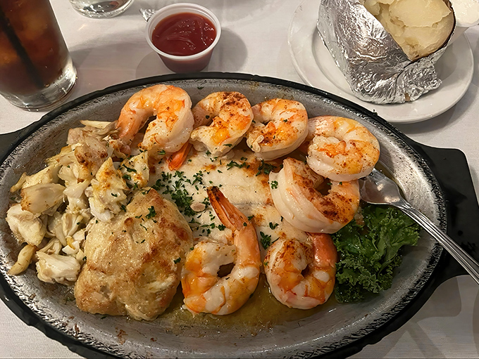 Jumbo shrimp that actually deserve the name "jumbo," alongside tender fish that makes you wonder why you ever eat anything else.