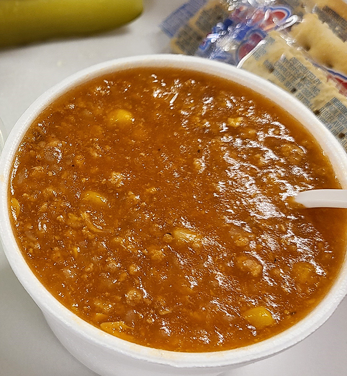 Brunswick stew that could make a vegetarian question their life choices. Each spoonful tells a story of patience and tradition.