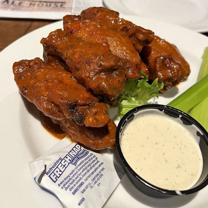 These buffalo wings aren't just good, they're "text-your-friends-immediately-and-tell-them-to-meet-you-here" good. The blue cheese dip deserves its own fan club.