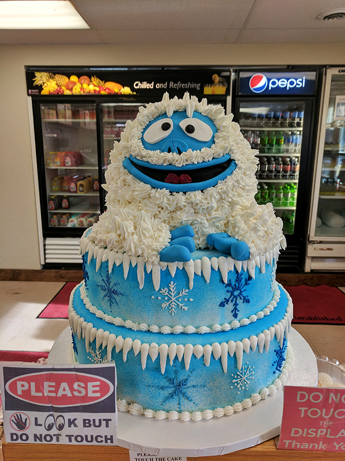 Not just any cake&mdash;an edible winter wonderland topped with the happiest abominable snowman you'll ever meet. Frosty would be jealous.