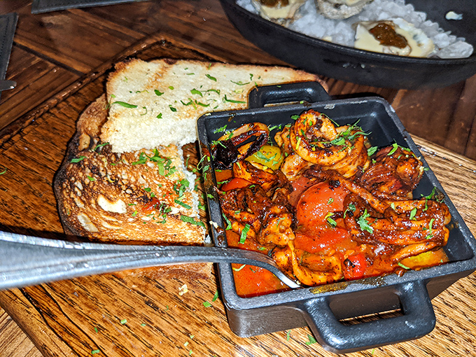 Not your average shrimp dish. This cast-iron masterpiece comes with crusty bread perfect for sopping up that sauce you'll be dreaming about tomorrow.