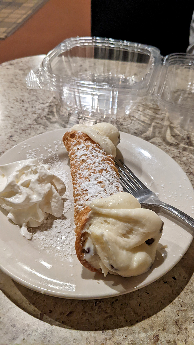 Meet the star of our show&mdash;a cannoli so perfect it deserves its own agent. That creamy filling with chocolate chips is the stuff dreams are made of.