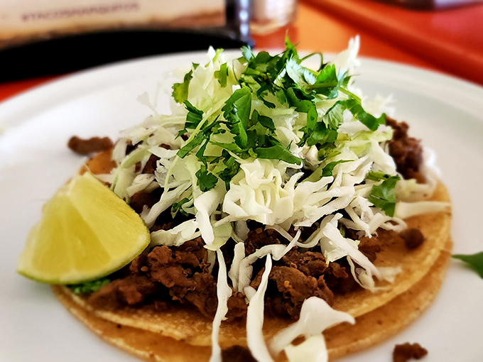 This taco doesn't need fancy garnishes&mdash;just the holy trinity of perfectly seasoned meat, fresh cilantro, and a lime wedge standing by for duty.