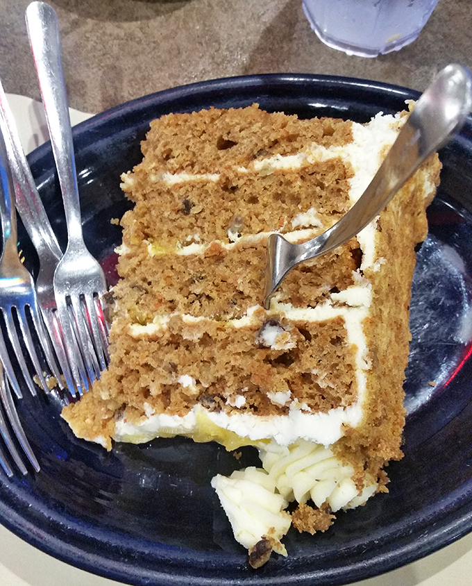 Layer upon layer of moist carrot cake with cream cheese frosting so thick you could practically use it as a pillow&mdash;sweet dreams indeed.