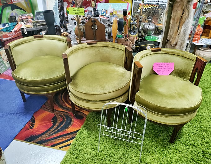 These avocado-green vintage barrel chairs aren't just seating&mdash;they're a conversation with the 1970s that's been waiting decades to continue in your home.