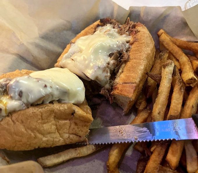 A cheesesteak that doesn't apologize for its messy magnificence. The kind of sandwich that demands a stack of napkins.