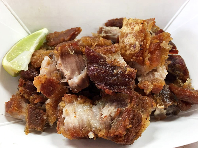 Chicharrones that shatter with each bite, creating a symphony of crunch that would make Beethoven jealous. The lime adds the perfect high note.