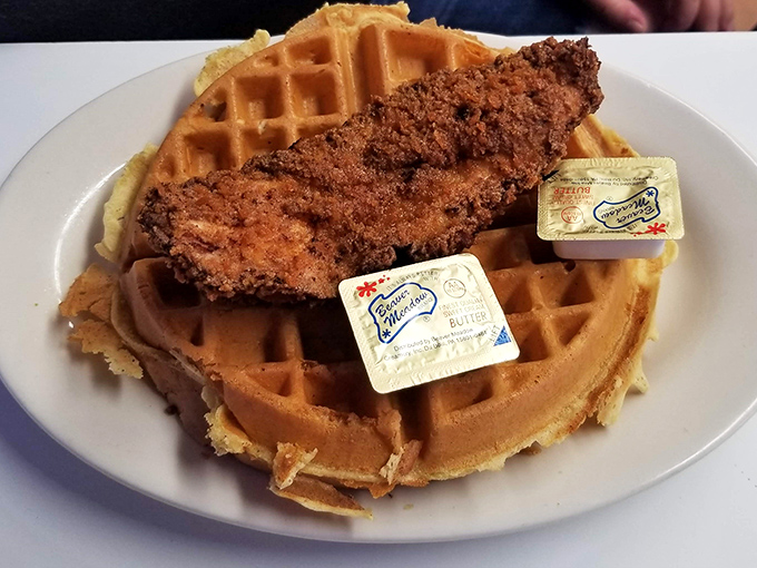 Chicken and waffles: the culinary equivalent of wearing a tuxedo with sneakers. Formal, casual, and absolutely brilliant in every way.