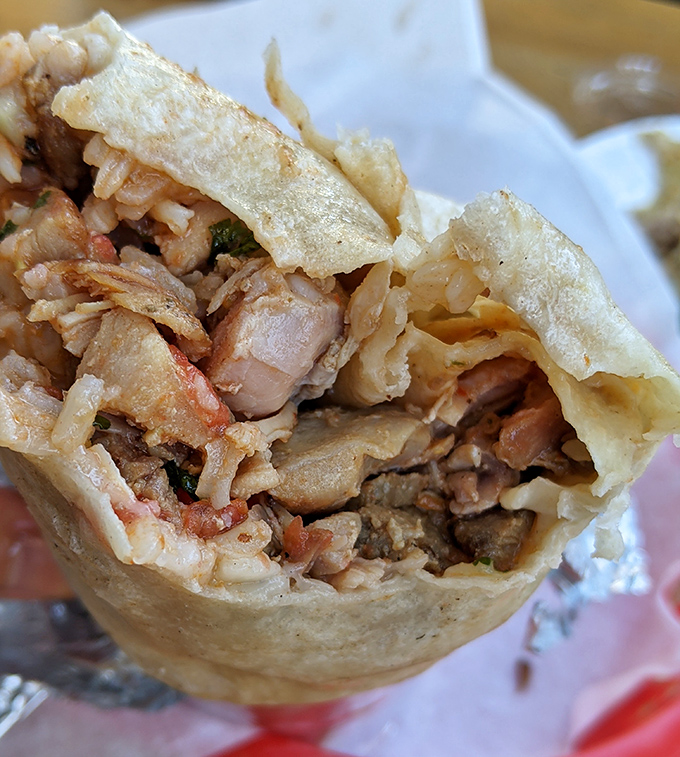 Peek inside this burrito and discover what treasure hunters feel like when they finally strike gold.