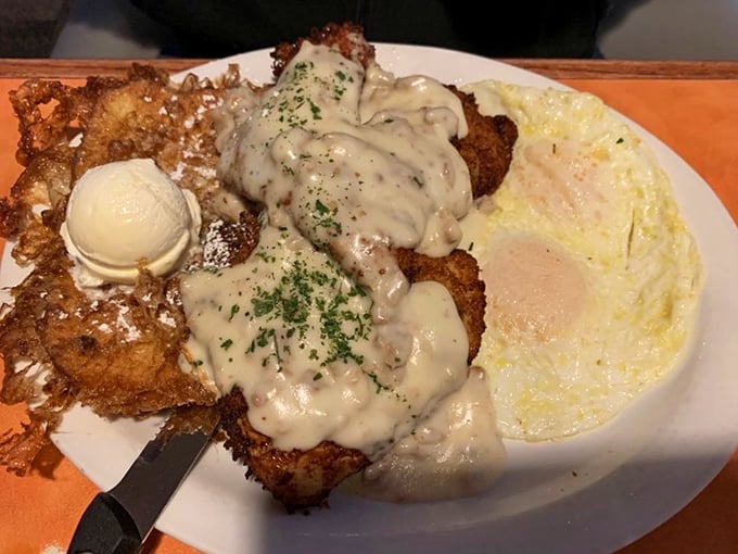 Chicken fried chicken with gravy so good you'll want to write it love letters. The eggs are just there to make it breakfast-official.