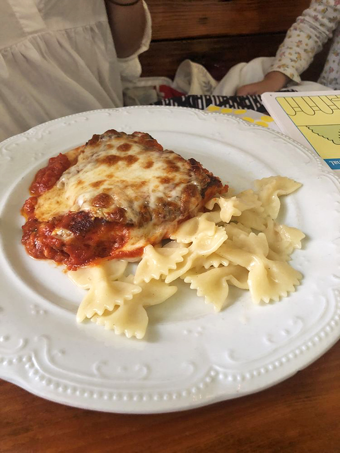 Chicken Parmesan that doesn't hide behind excess. Simple, honest comfort that makes you want to hug the chef and adopt the chicken.