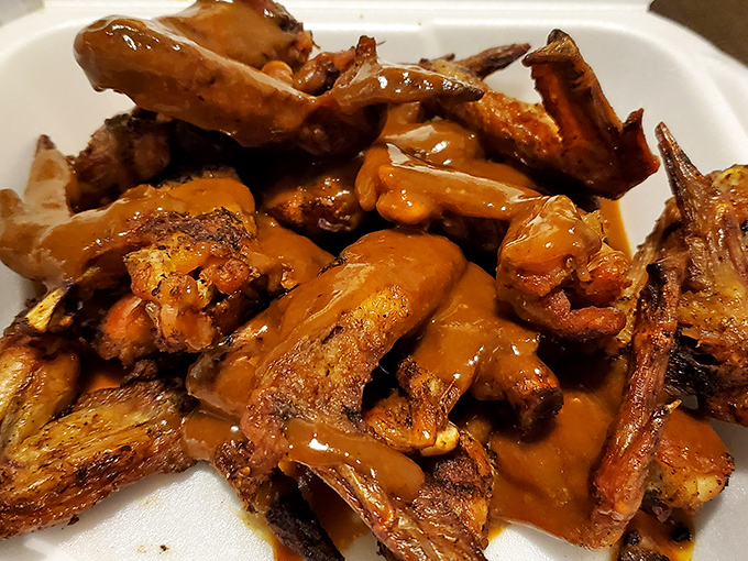 These wings aren't just smoked, they're transformed. The sauce-to-meat ratio here is what mathematicians would call "the golden equation."