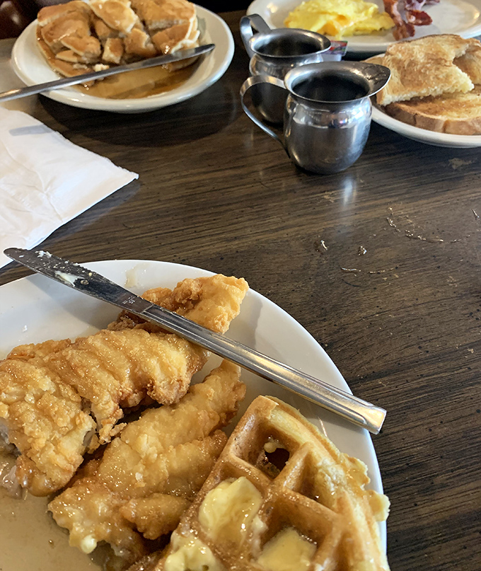 The chicken and waffles here aren't trying to be trendy; they've been comfort food since before comfort food was cool.