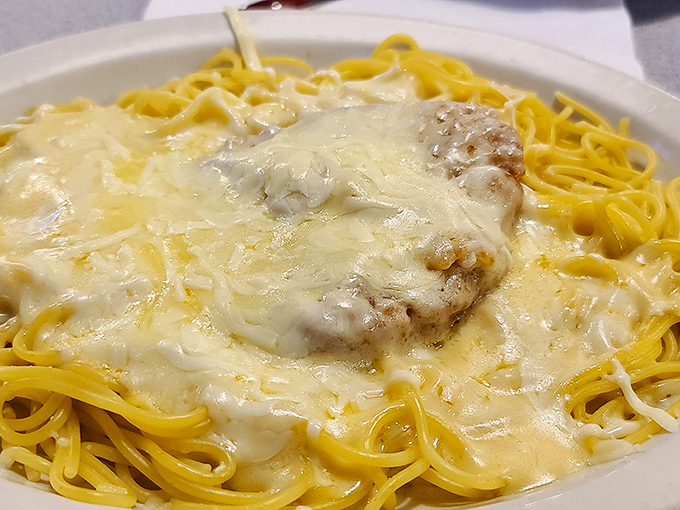 Chicken Parmesan that's having an identity crisis with Alfredo sauce&mdash;and creating a creamy, cheesy masterpiece in the process.