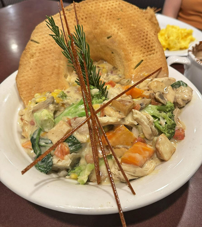 Not your grandmother's chicken pot pie&mdash;unless grandma was secretly a culinary revolutionary with a flair for vertical presentation.