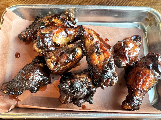 These glazed wings achieve that perfect balance of crispy skin and juicy meat that barbecue dreams are made of.