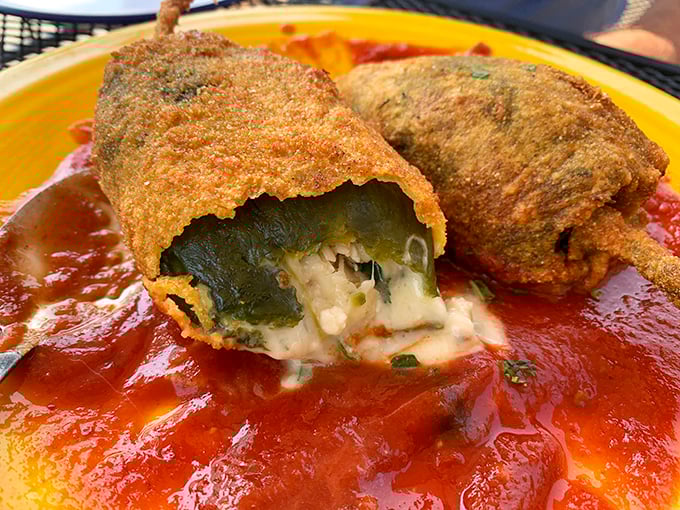 The legendary chiles rellenos &ndash; where cheese pulls meet culinary dreams. These poblanos aren't just stuffed, they're transformed into edible works of art.