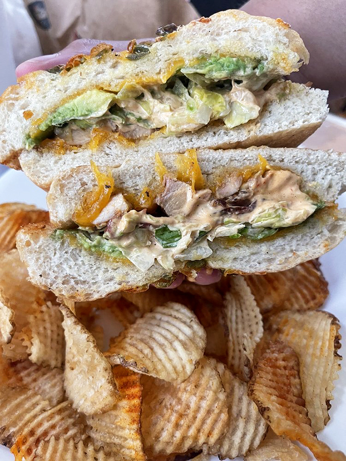 Layer upon layer of chicken, cheese, and veggies&mdash;architectural integrity that would make Frank Lloyd Wright proud.