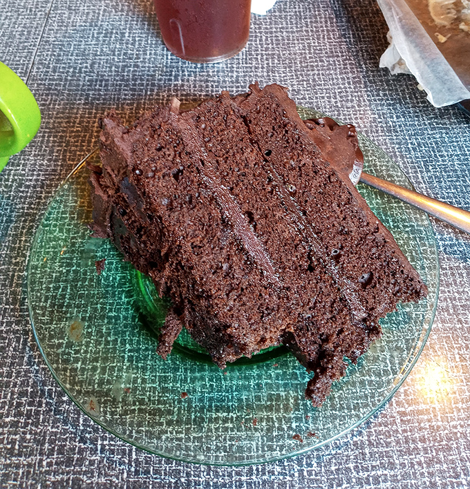 That chocolate cake slice could double as a doorstop, but you'll eat every magnificent crumb.