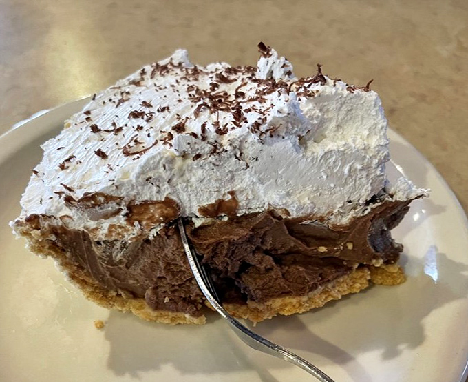 This chocolate cream pie doesn't just have height—it has ambition, with meringue that reaches for the heavens.