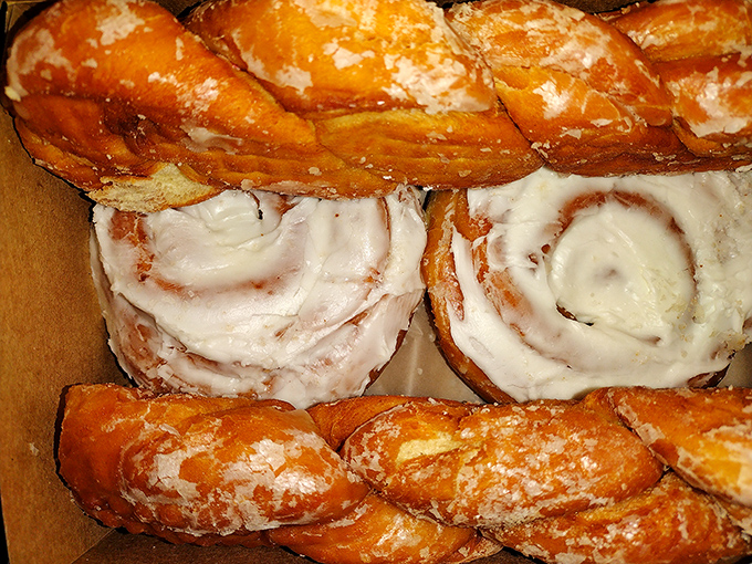 Cinnamon rolls and twists that would make your grandmother both proud and jealous. That frosting isn't just white&mdash;it's the color of pure happiness.