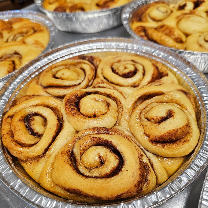 Behold the main attraction: cinnamon rolls that make waiting in line a pleasure rather than a chore. These spirals of joy are worth setting your alarm for.