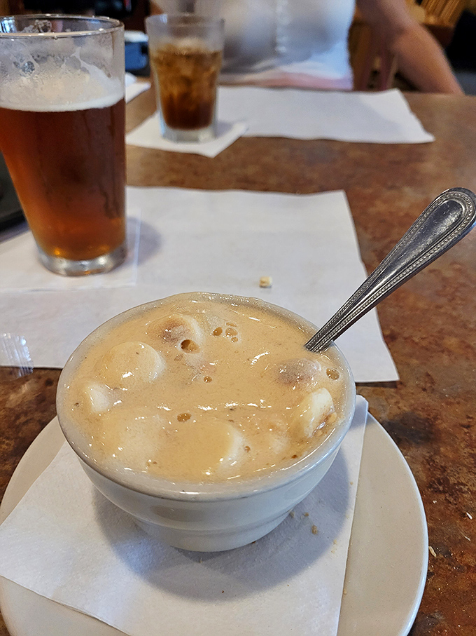 This isn't just chowder; it's a creamy ocean hug in a bowl. Chunks of clam and potato swimming in liquid comfort.