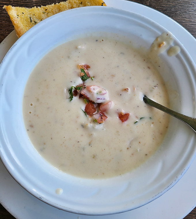 Not all heroes wear capes; some come in bowls with fresh cream, potatoes, and clams. Comfort food that tastes like a foggy Pacific Grove morning.