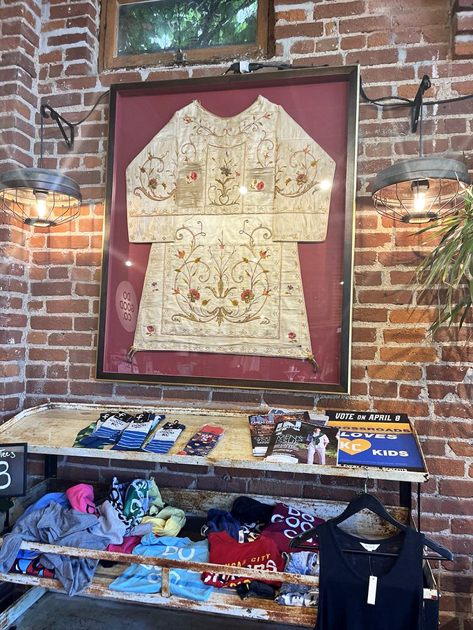 History meets artistry in this framed textile display, showcasing how Do Good Co. elevates everyday objects into conversation pieces.