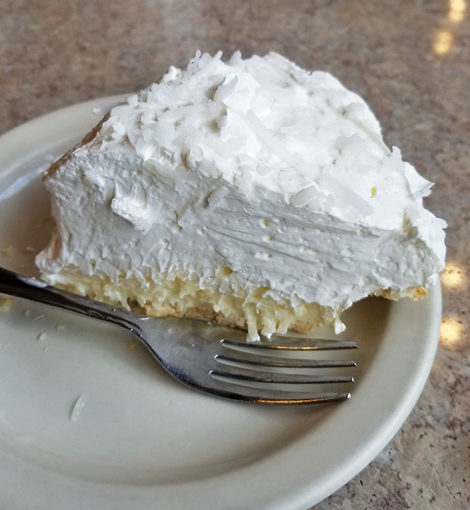 Coconut cream pie that would make your grandmother both proud and jealous &ndash; a cloud of whipped cream atop layers of tropical bliss.