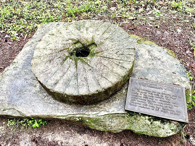 History you can touch&mdash;the Company Mill millstone stands as a tangible reminder that Instagram filters weren't needed for the original stone-ground experience.