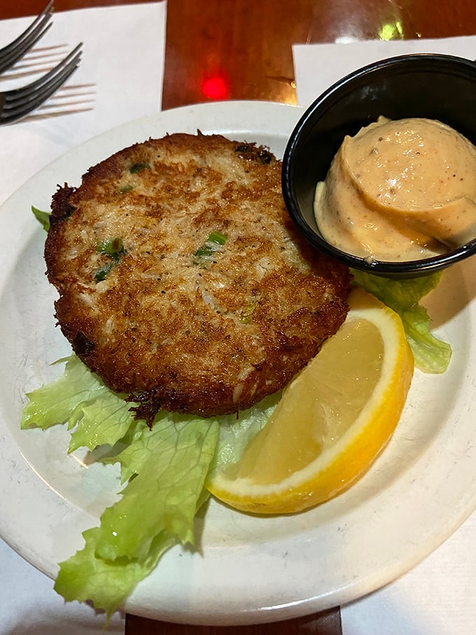 This crab cake isn't playing games &ndash; all meat, minimal filler, and a remoulade sauce that would make New Orleans jealous.